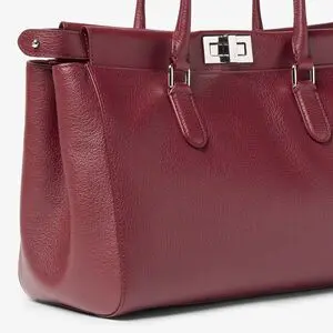 Fendi Peekaboo Tote Small Dark Red Leather Bag